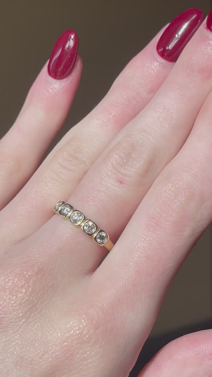 14k Yellow Gold 5-Stone Round Bezel Set Diamond Ring – William Williams ...